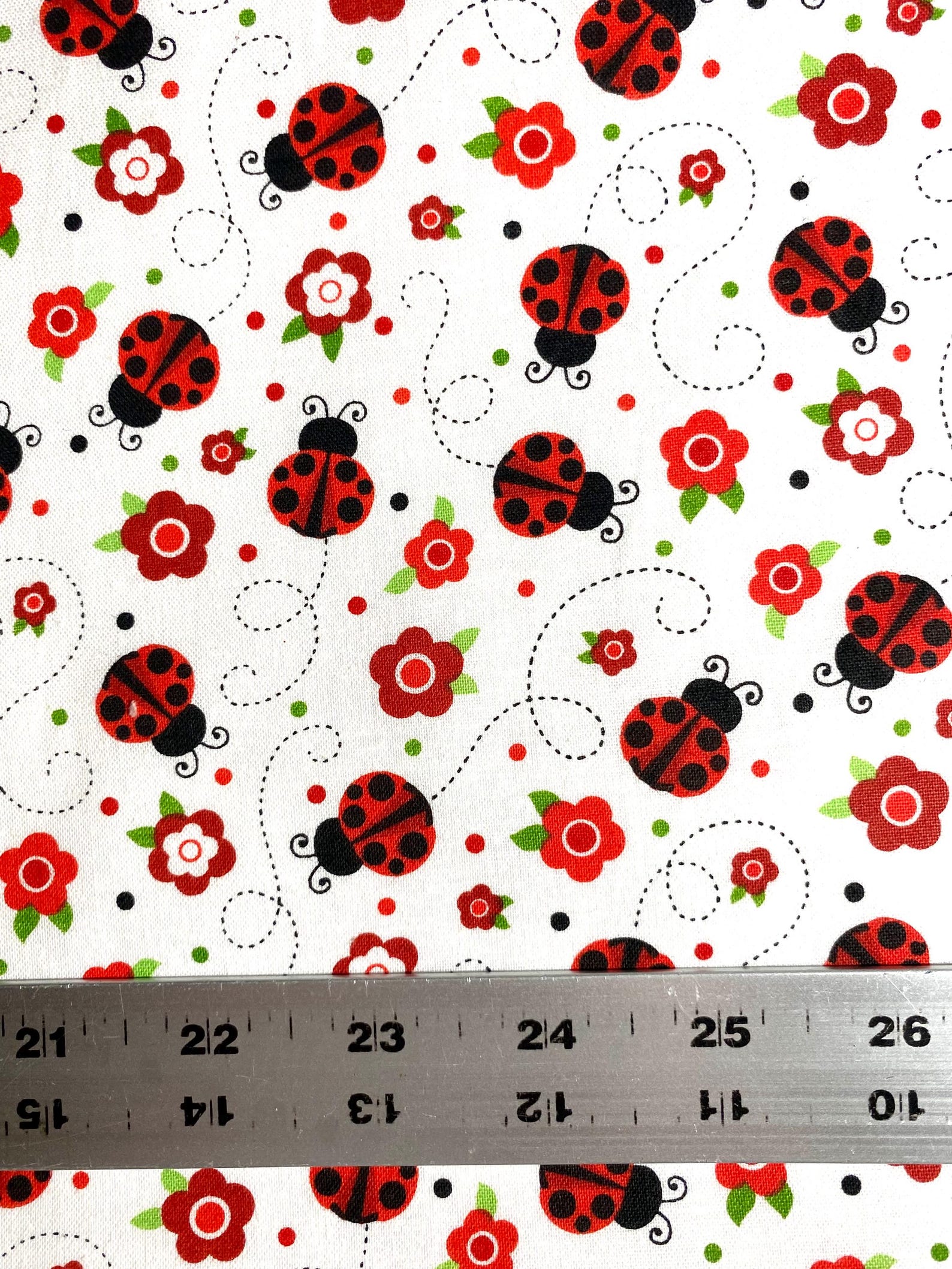Fabric by the Half Yard - Ladybug Floral, Ladybug Fabric, White - Etsy