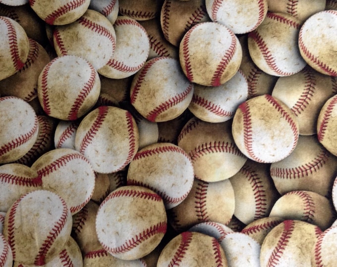 Fabric by the Half Yard Packed Vintage Baseballs, Baseball Fabric ...