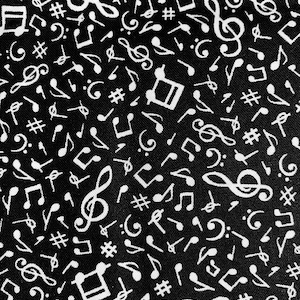 Fabric by the Half Yard - Music Notes and Music, Music Note Fabric ...
