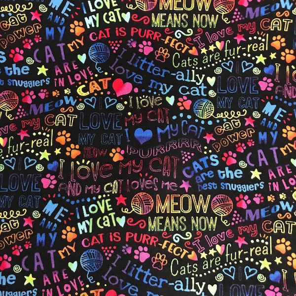 Cat Print Fabric - Etsy