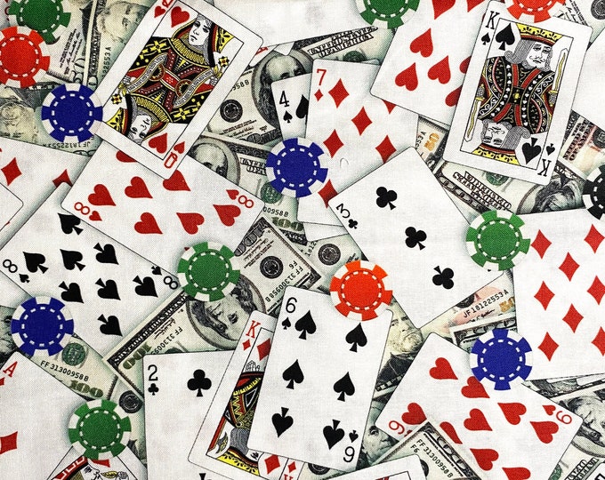 Fabric by the Half Yard - Playing Cards Fabric, Game Fabric, Poker ...