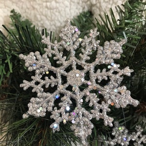 Glittered Silver Snowflakes, SET OF THREE Decorations, Ornament ...