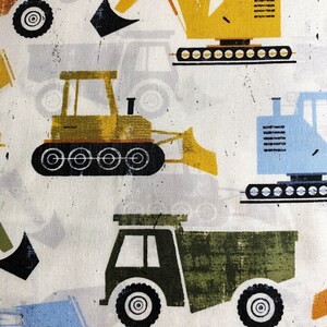 Fabric by the Half Yard - Construction Equipment, Trucks, Dump Trucks ...