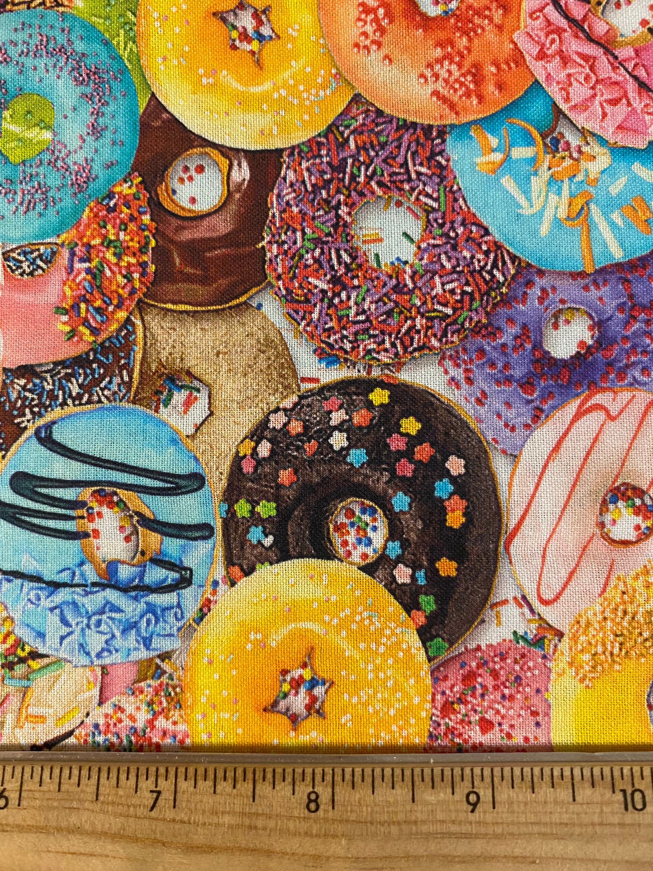 Fabric by the Half Yard - Doughnuts, Doughnut Fabric, Photo Real ...