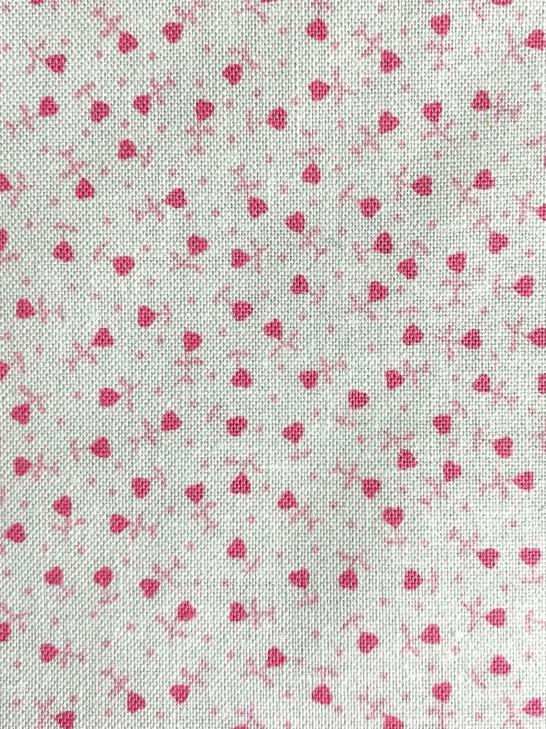 Fabric by the Half Yard - Mini Pink Hearts, 3/16 Inch Hearts, Nursery ...