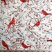 Fabric by the Half Yard - Cardinal Birds and Berries, Light Blue Snowy ...