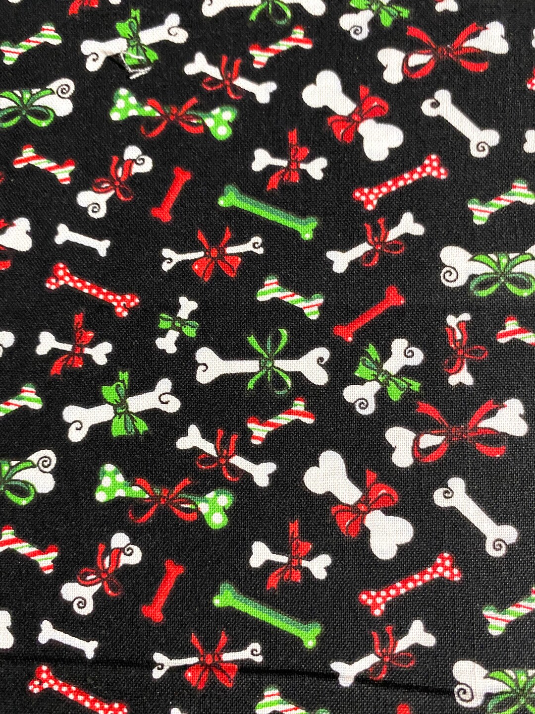 Fabric by the Half Yard - Christmas Dog Bones, Paw Print Fabric, Dog ...