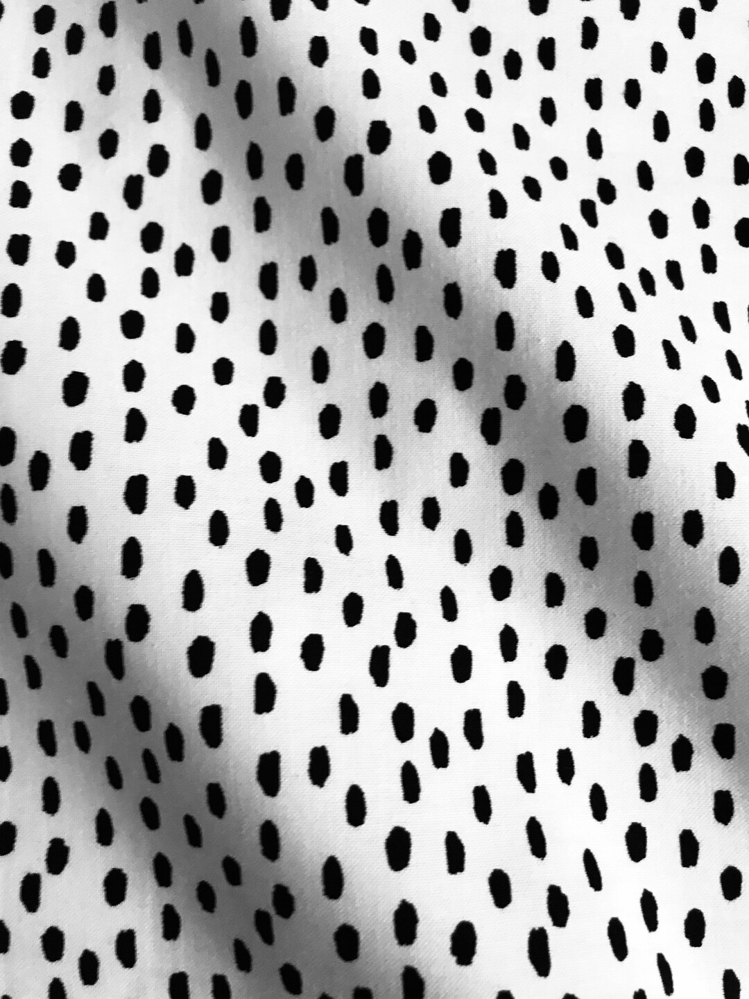 One Half Yard of Fabric - Black Smudged Dots on White, Black Dots ...