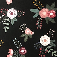 Black Roses Fabric Hand Painted Funky Quirky Roses, Large Scale, Black ...