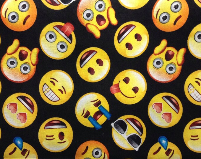 One Half Yard of Fabric Material Classic Emoji Faces on - Etsy