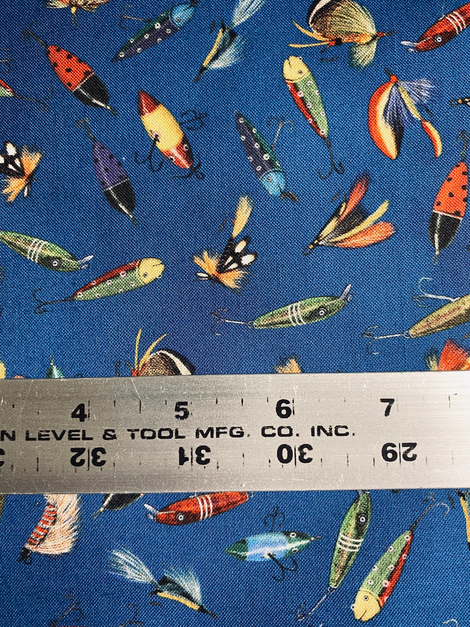 Fabric by the Half Yard - Fishing Lures on Bright Blue, Fishing Fabric ...