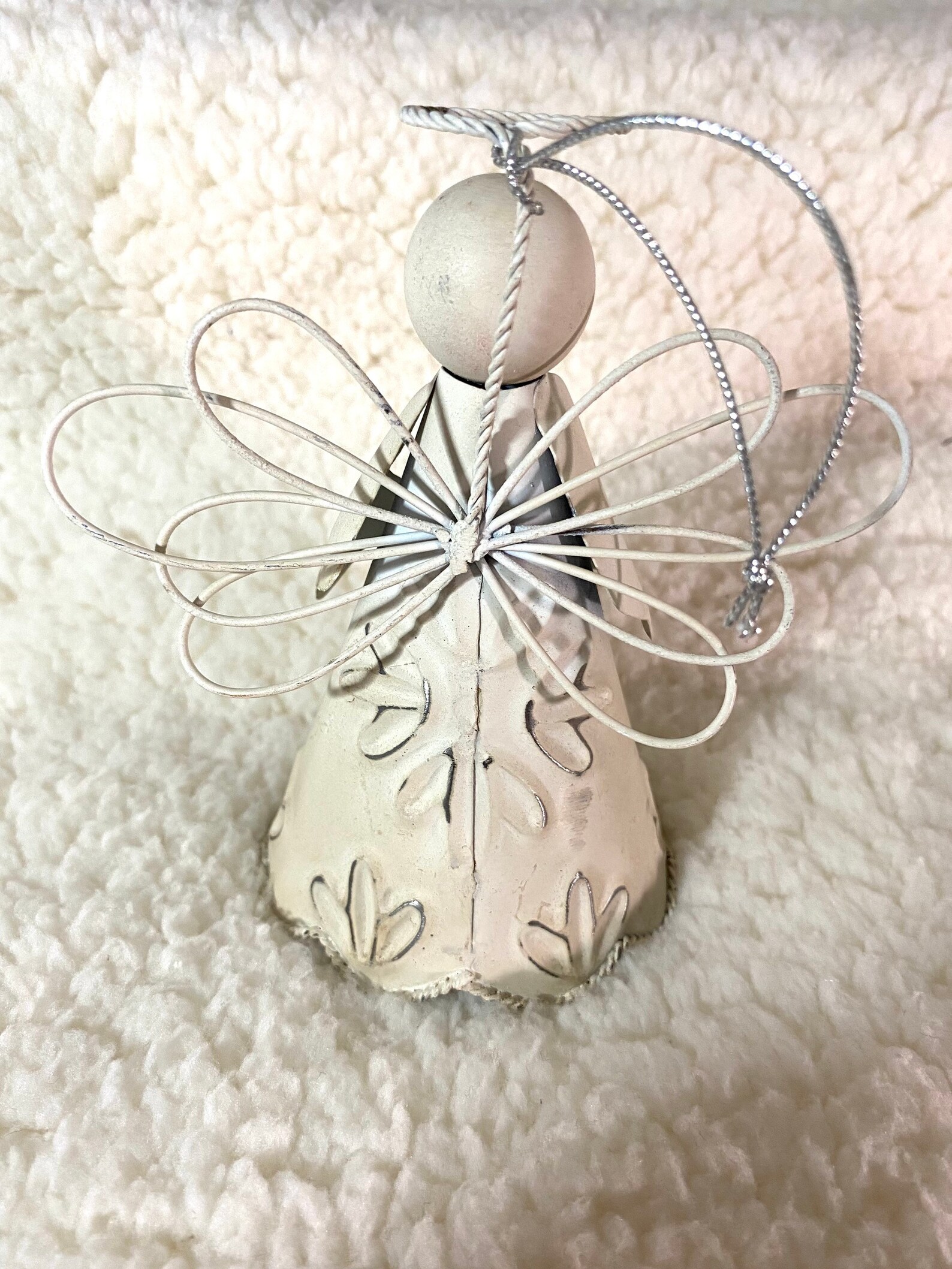 Vintage Metal Angel Ornament With Music Instrument Creamy | Etsy