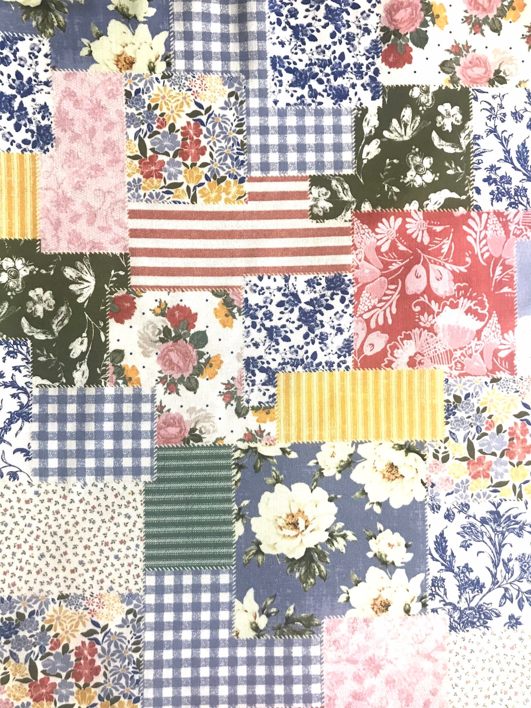 One Half Yard of Fabric - Floral Patches, Flower Garden, Floral Fabric ...