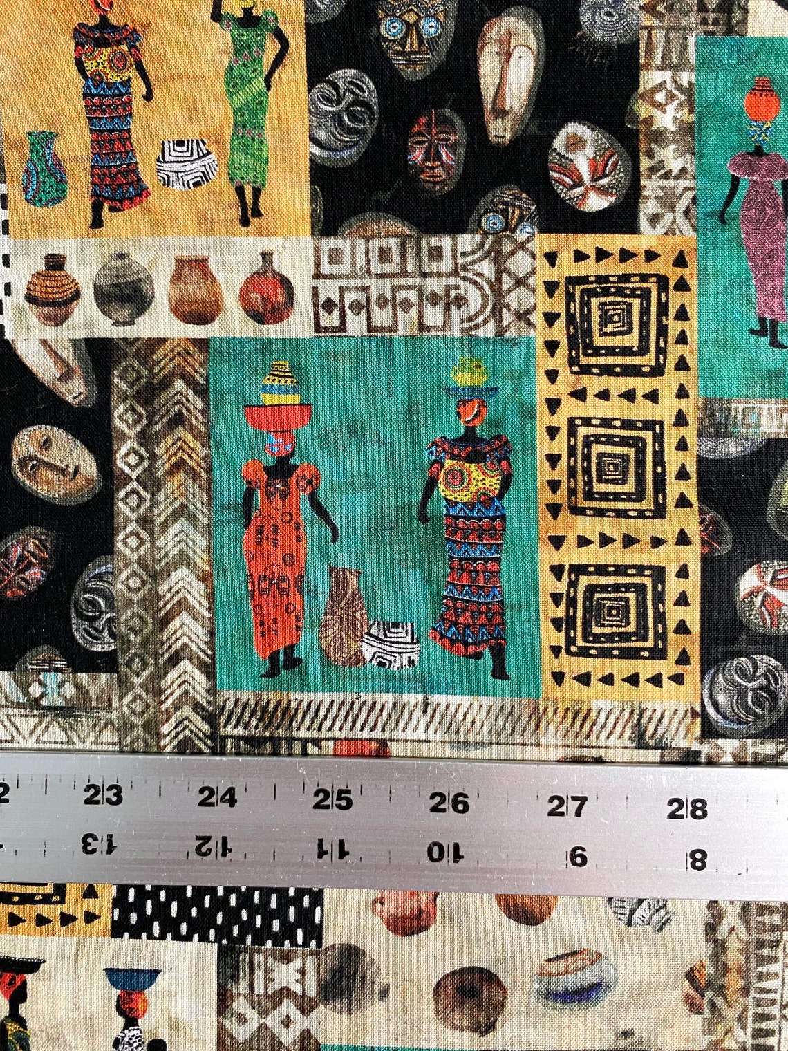 Fabric by the Half Yard - Tribal Patchwork, Designer Fabric, Patchwork ...