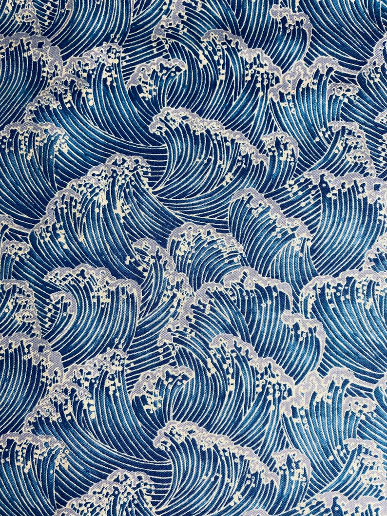 Fabric by the Half Yard - Packed Waves, Ocean Waves, Asian Design ...