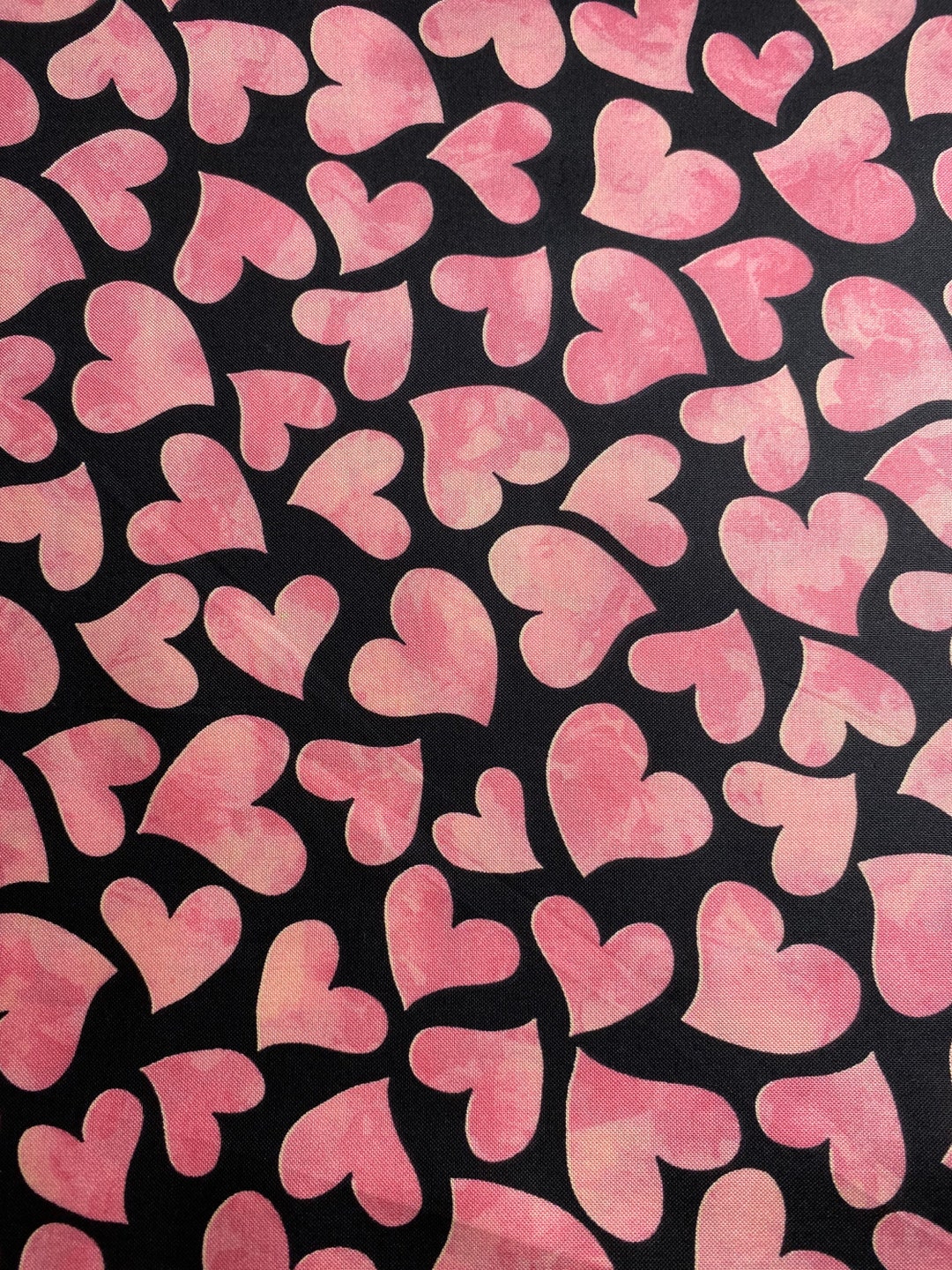 Fabric by the Half Yard Swirled Hearts on Black, Heart Fabric, XO ...