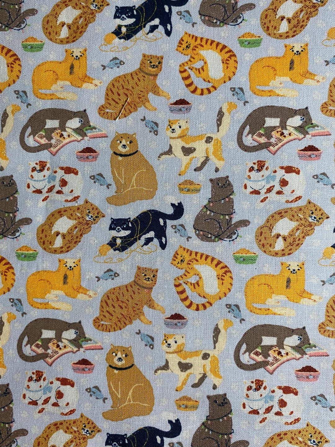 Fabric by the Half Yard Prancing Cats, Cat Fabric, Packed Cats, Floral ...