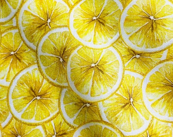 Lemon Fabric Lemon Slices Sky Blue Fruit by Misstiina Bright Blue ...