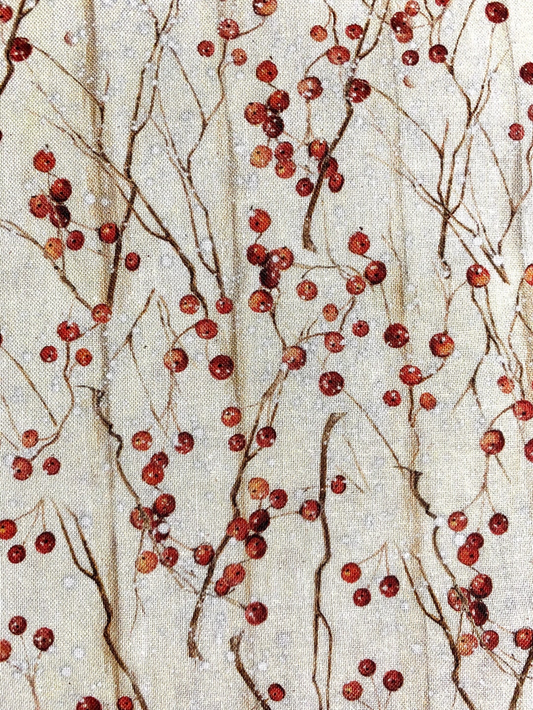 Fabric by the Half Yard Winter Berries, Christmas Fabric, Designer ...