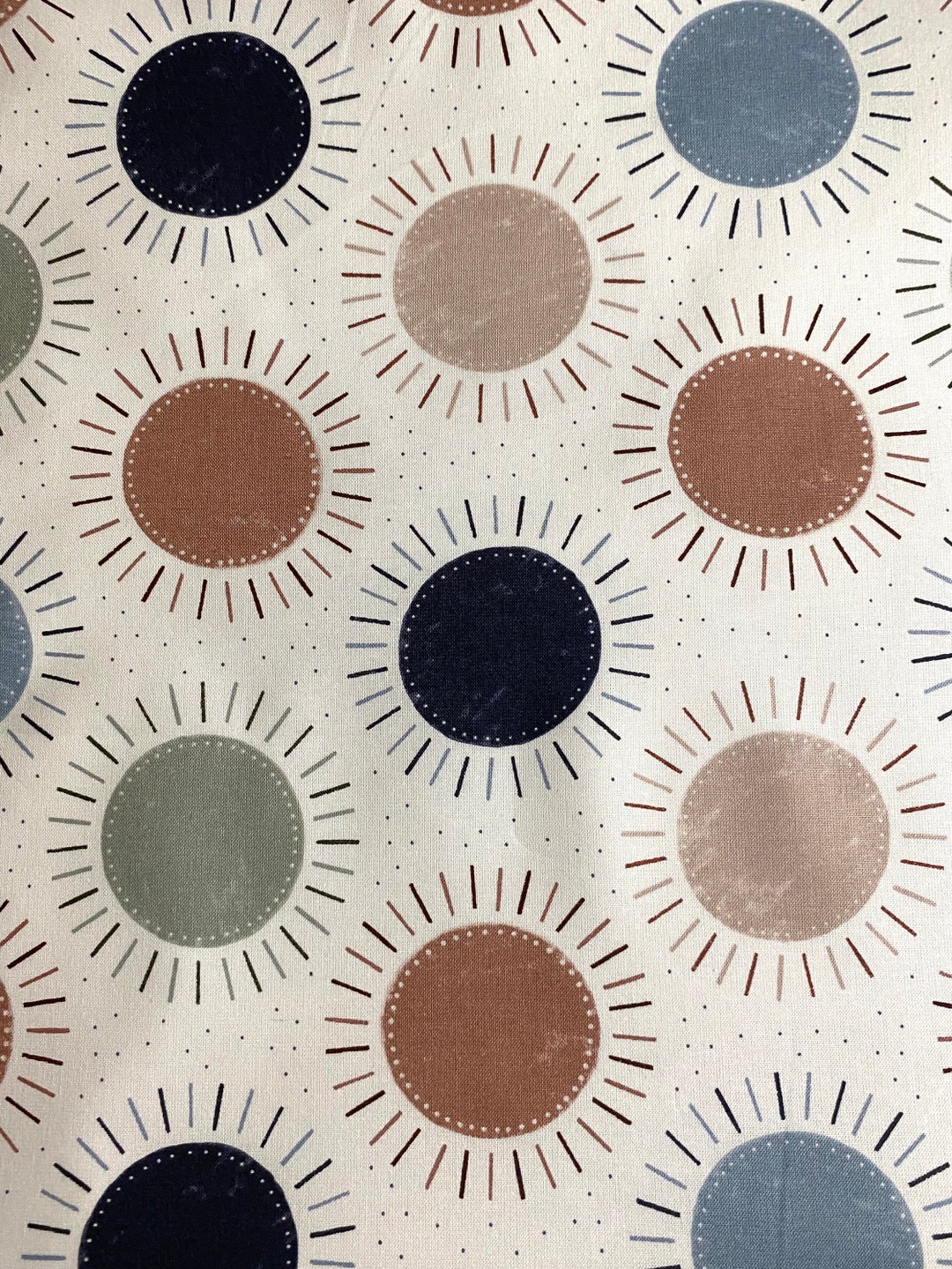 Fabric by the Half Yard - Sun Style Images on off White, Sun Fabric - Etsy
