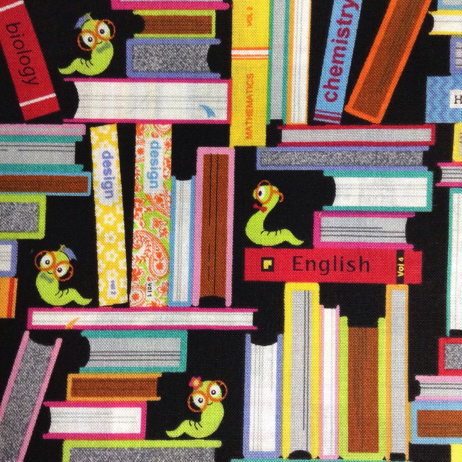 One Half Yard of Fabric Bookworm Books Back to School - Etsy