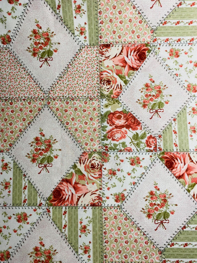 Fabric by the Half Yard - Rose Garden, Flower Garden Patchwork, Floral Fabric, Spring Flowers ...