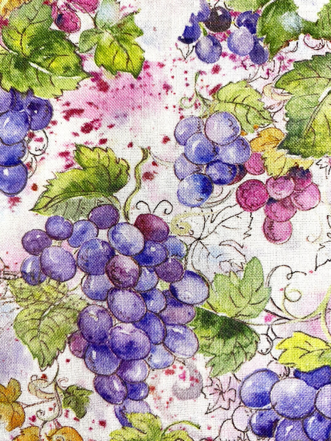 Fabric by the Half Yard Grape Bunches, Grapes, Wine Fabric, Spring ...
