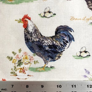 Fabric by the Half Yard - Named Chickens and Tea Cups, Chicken Fabric ...