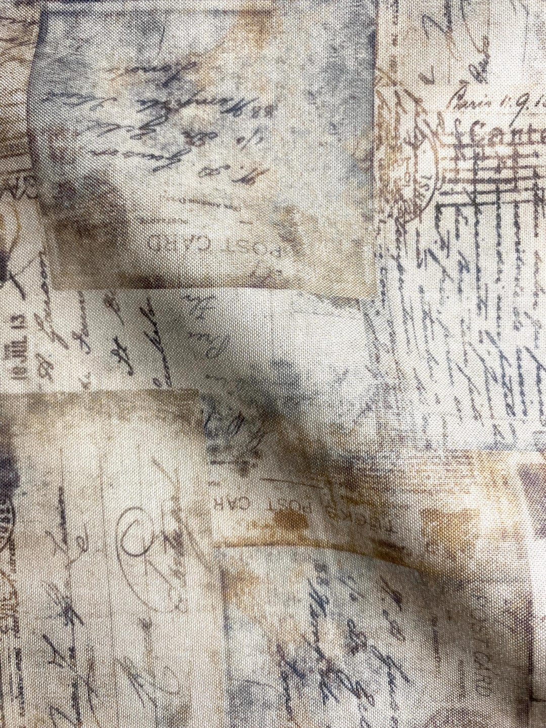 Fabric by the Half Yard - Envelopes, Handwriting, Patchwork Fabric ...