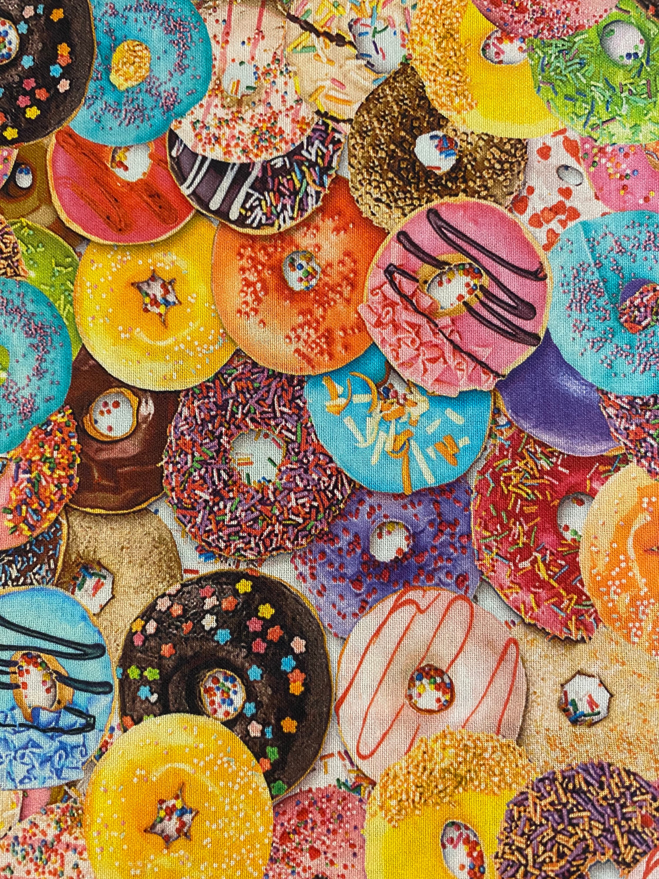 Fabric by the Half Yard - Doughnuts, Doughnut Fabric, Photo Real ...