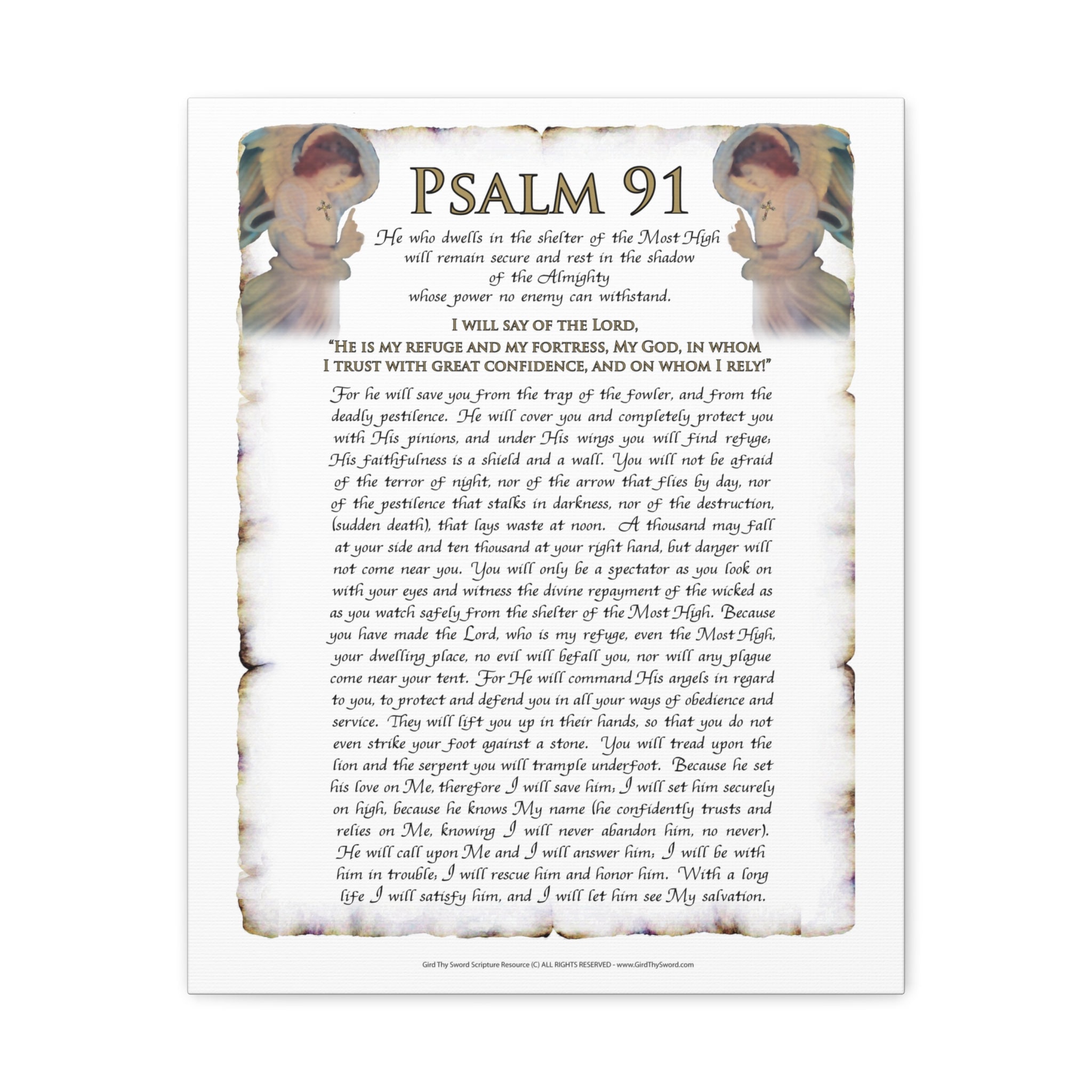 Psalm 91 (entire Psalm) Canvas Gallery Wrap Illustrated Scripture in ...