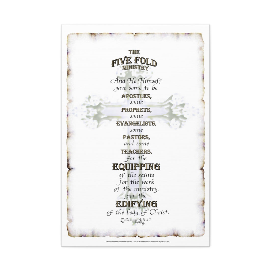 Ephesians 4:11-12 the FIVE FOLD Ministry Canvas Gallery Wrap My ...