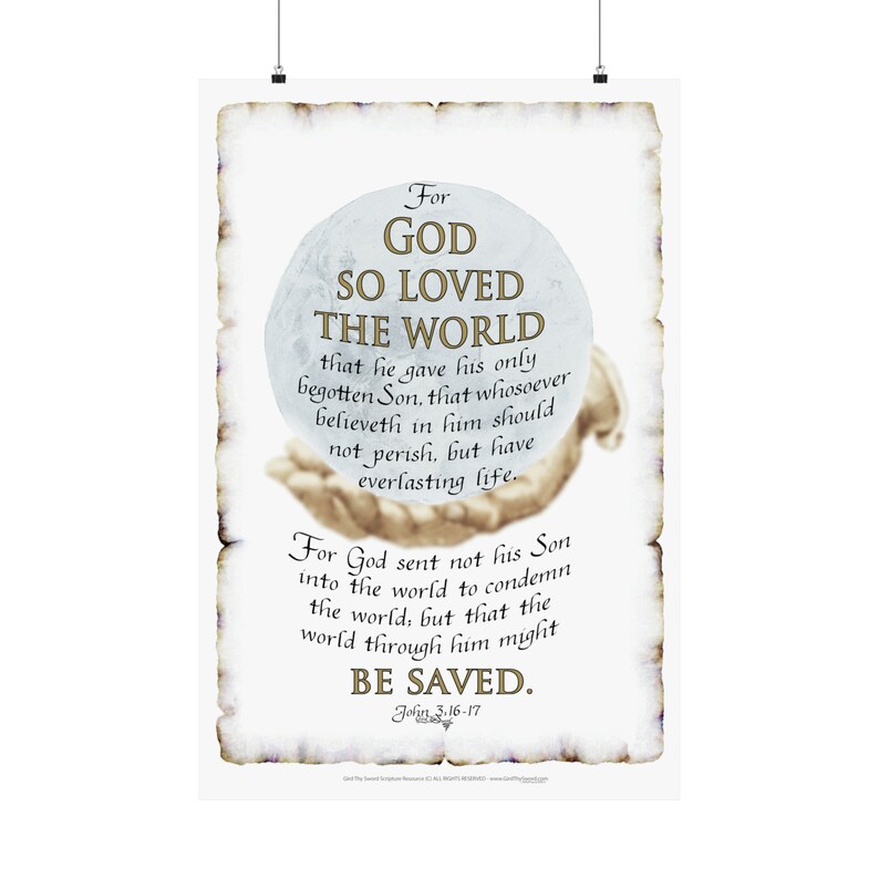 John 3:16-17 for God so Loved - 16" X 20" & 24" X 36" Large PRINT Original Designed Illustrated ...