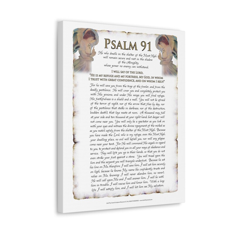 Psalm 91 entire Psalm Canvas Gallery Wrap Illustrated Scripture in ...