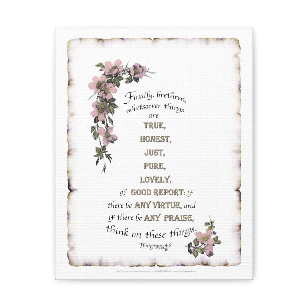 Philippians 4:8 Think on These Things Canvas Gallery Wrap Illustrated ...