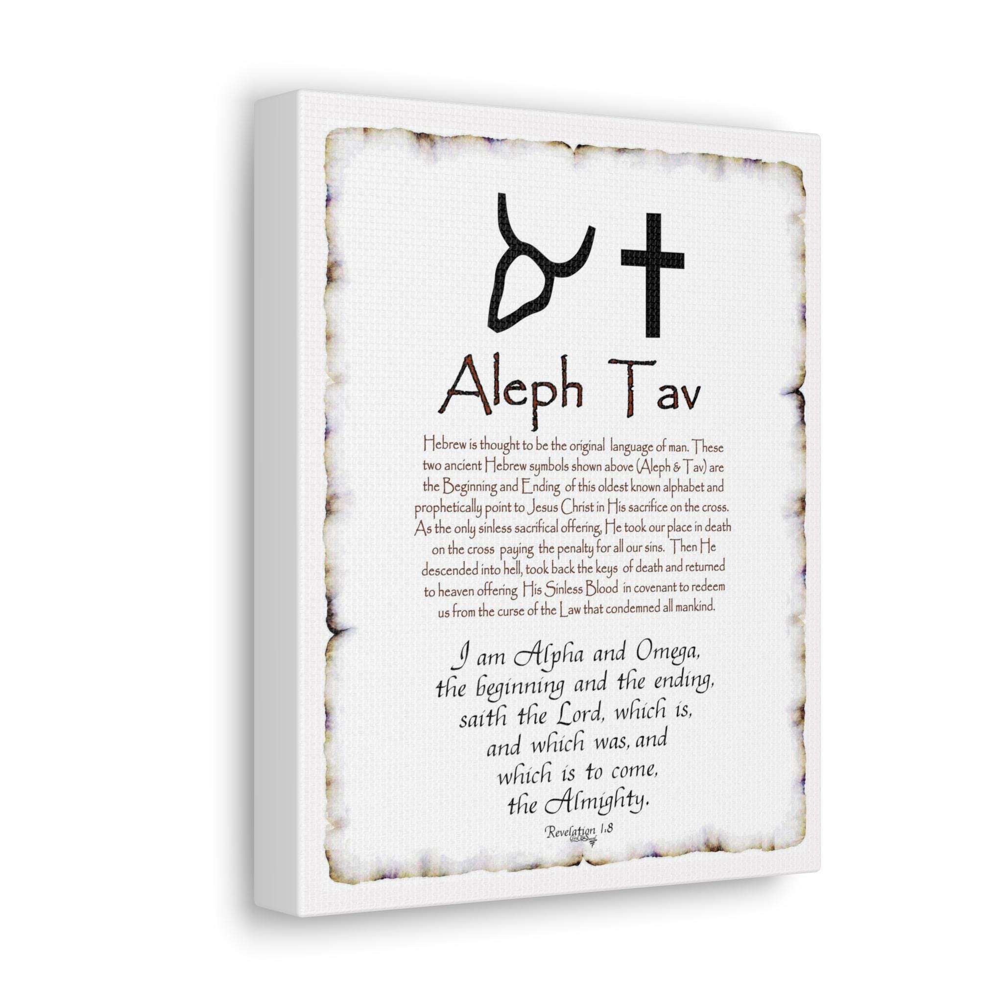 Aleph Tav Revelation 1:8 the Alpha and Omega Canvas Gallery Wrap ...