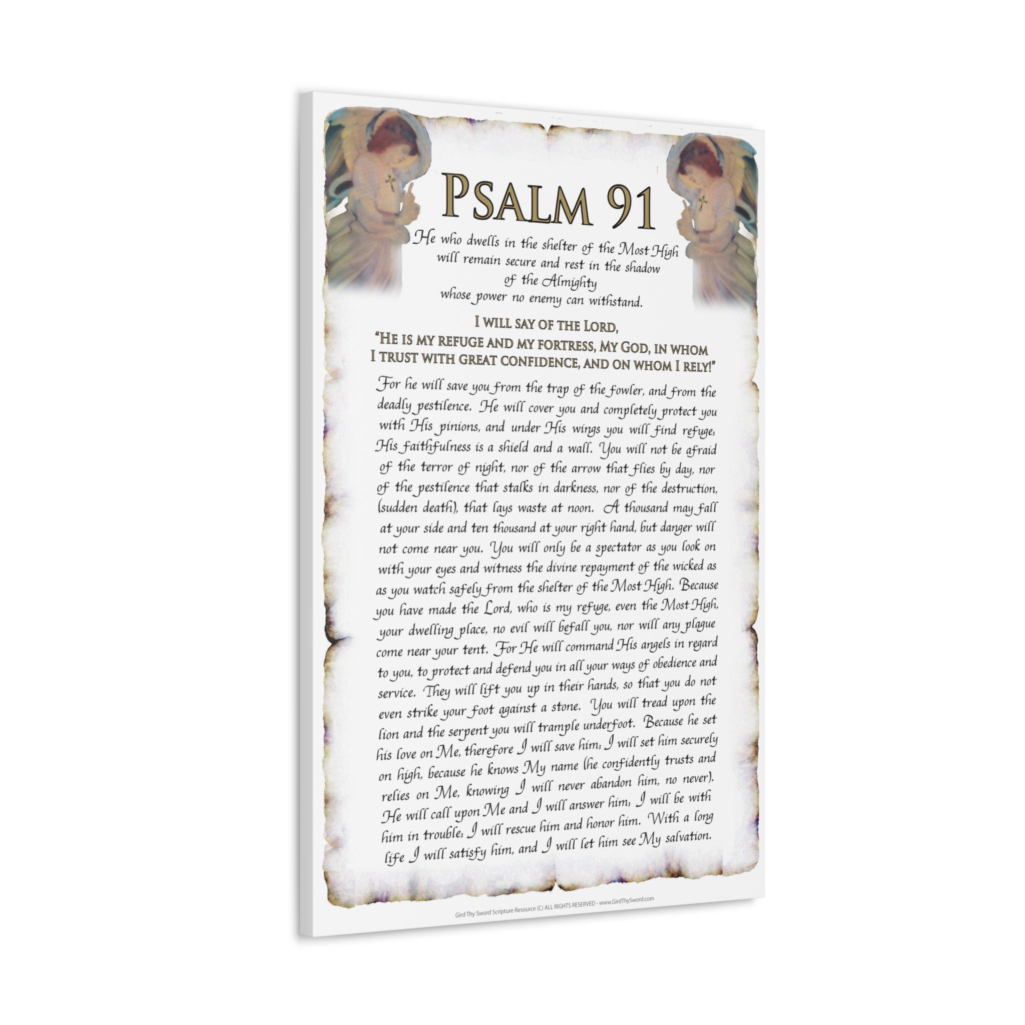 Psalm 91 entire Psalm Canvas Gallery Wrap Illustrated Scripture in ...