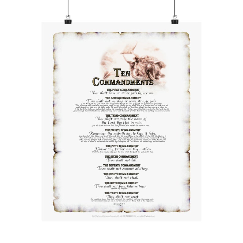 Exodus 20:2-17 the Ten Commandments From KJV- 16" X 20" & 24" X 36 ...