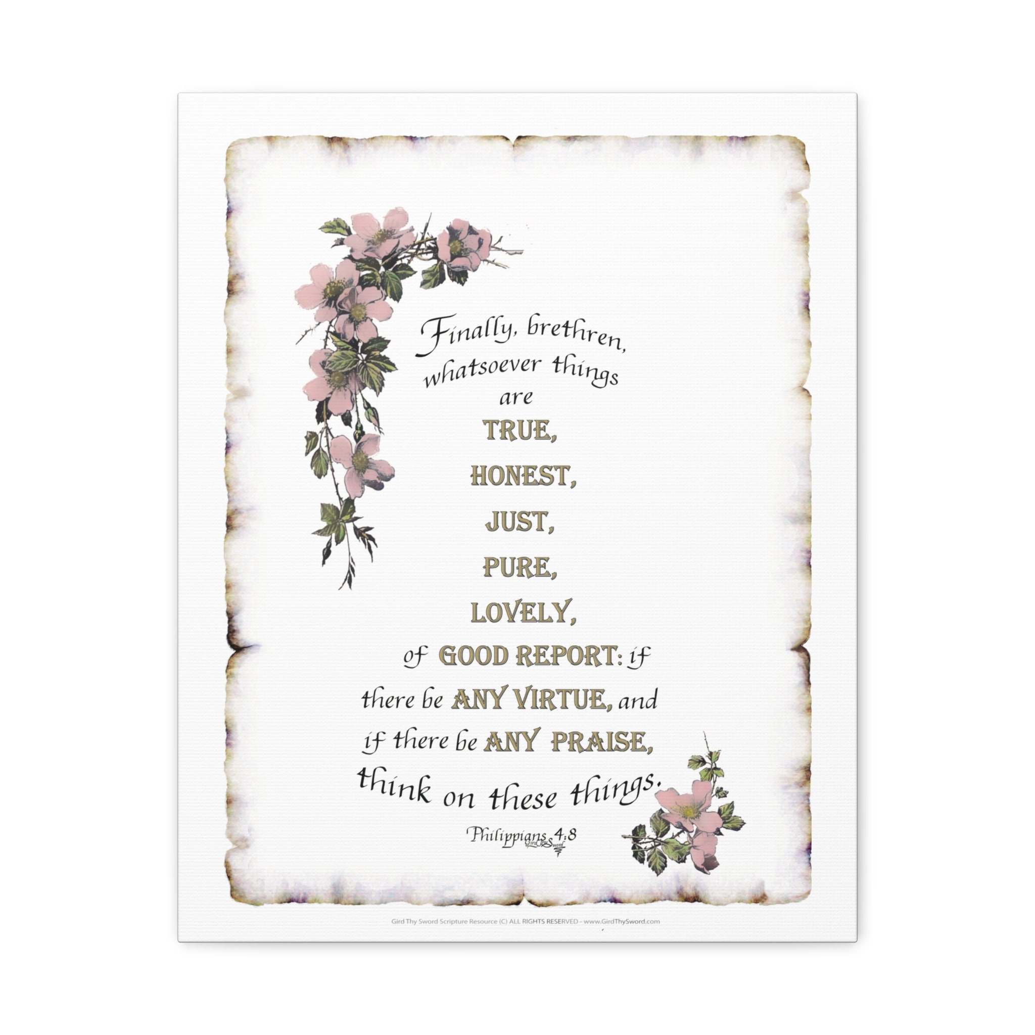 Philippians 4:8 Think on These Things Canvas Gallery Wrap Illustrated ...