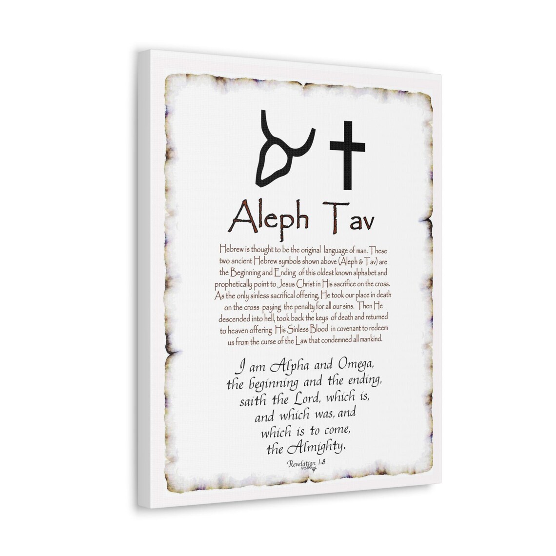 Aleph Tav Revelation 1:8 the Alpha and Omega Canvas Gallery Wrap ...