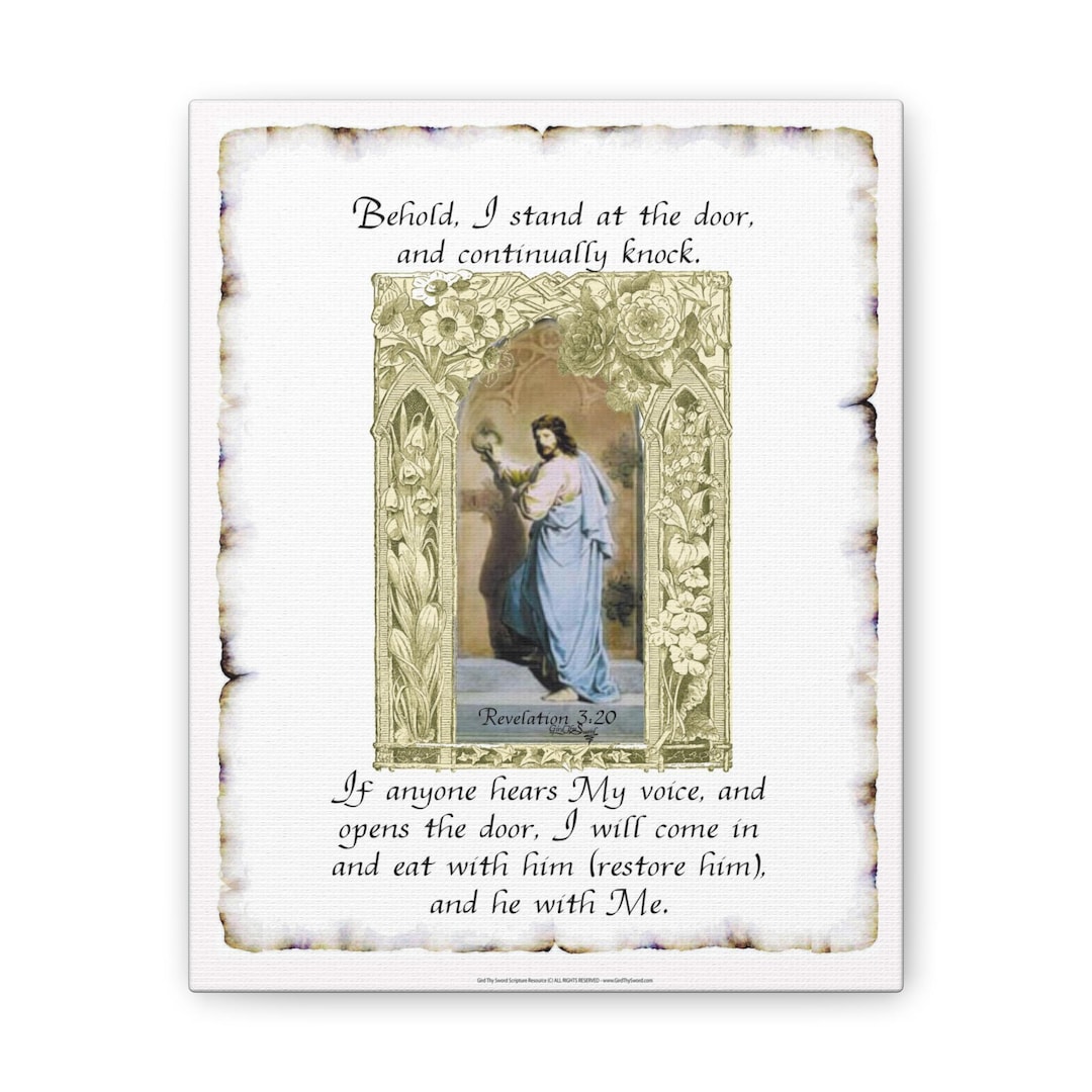 Revelation 3:20 Behold I Stand at the Door and Knock Stretched Canvas ...