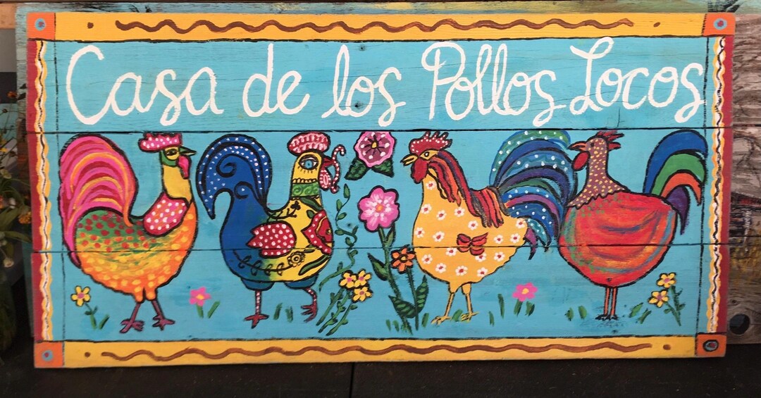 Custom 32x16 Chicken Coop Sign Large Folk Art,rustic Wood Hand Painted ...