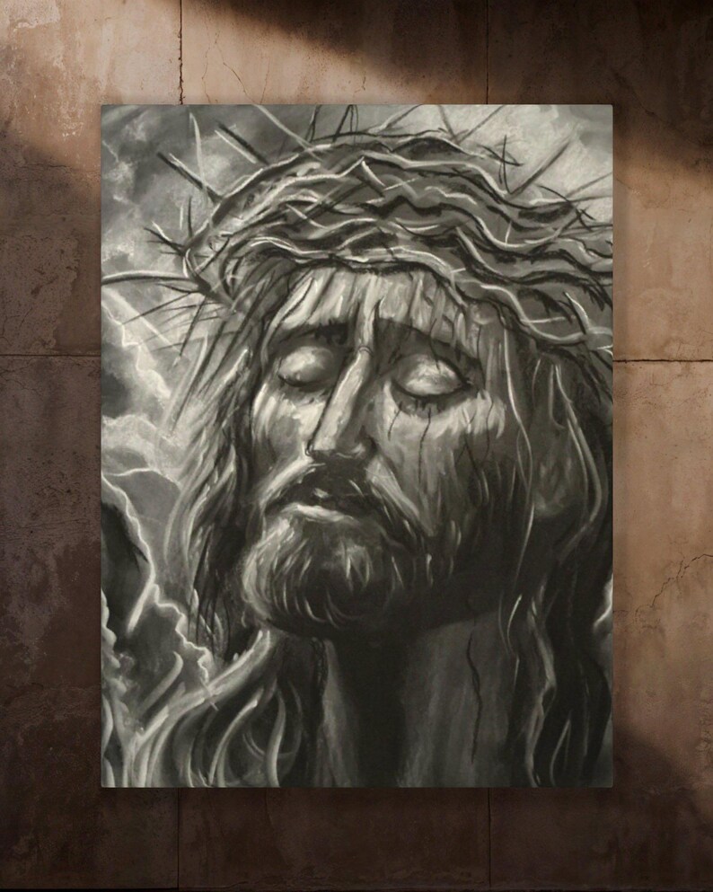 Jesus Christ Original Charcoal Sketch 18x24 Crucifixion,catholic Art ...