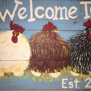 Custom 32x16 Chicken Coop Sign Large Rustic Wood Hand Painted Country ...