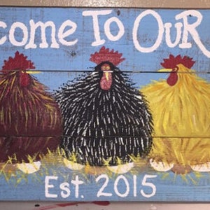 Custom 32x16 Chicken Coop Sign Large Rustic Wood Hand Painted Country ...