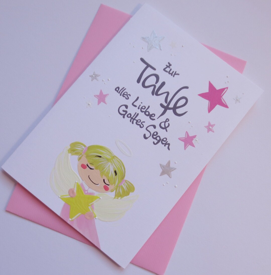 Baptism Card B6, Congratulations Card guardian Angel Girl white/linen ...
