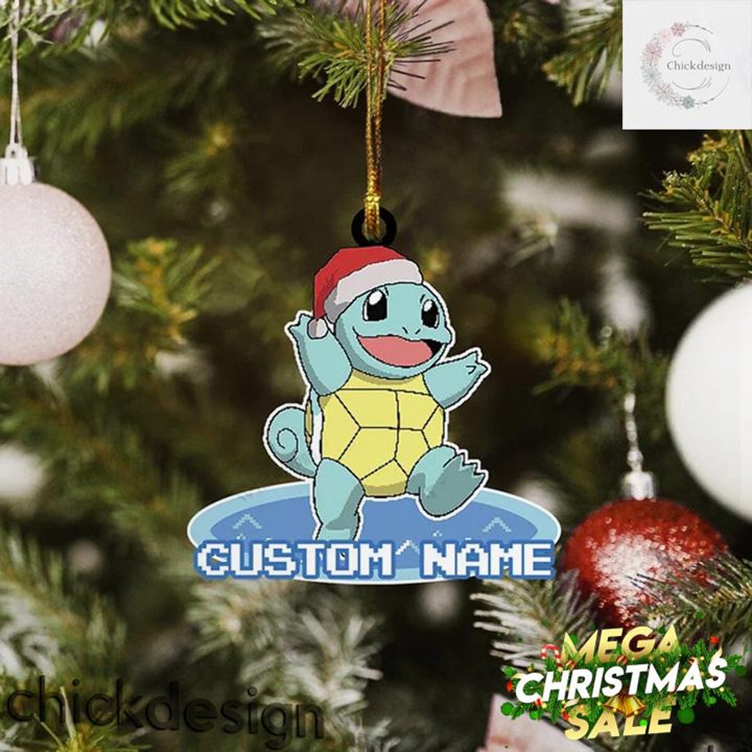 Custom Name Squirtle Santa Hat Christmas Ornament, Squirtle Acrylic ...
