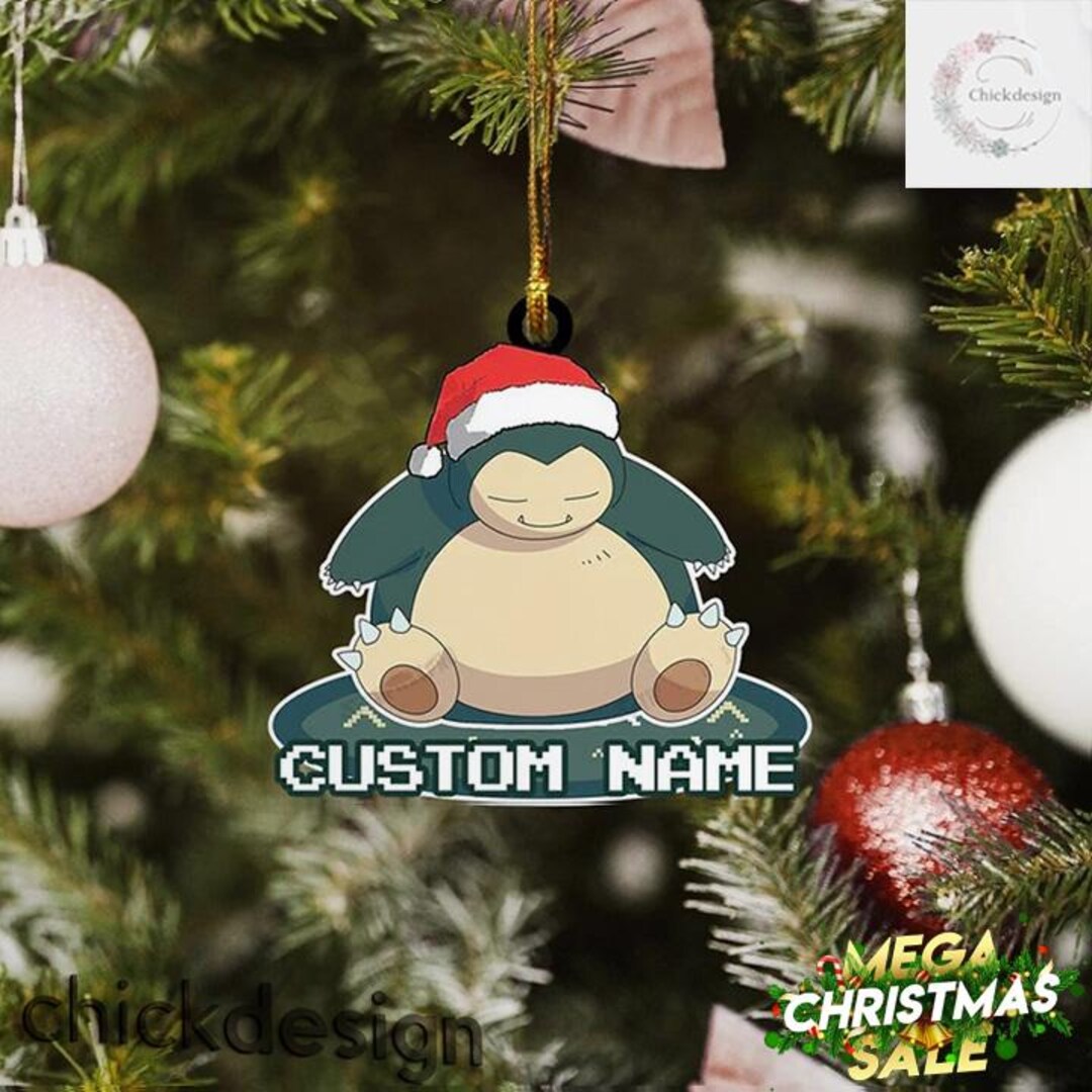 Custom Name Snorlax Santa Hat 2024 Christmas Ornament, Snorlax Acrylic ...