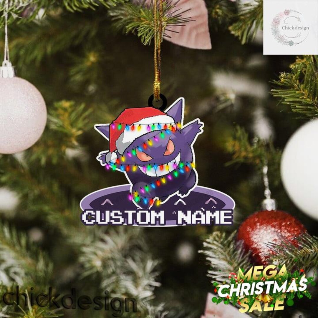 Personalized Gengar Christmas Light Custom Name Ornament, Gengar ...