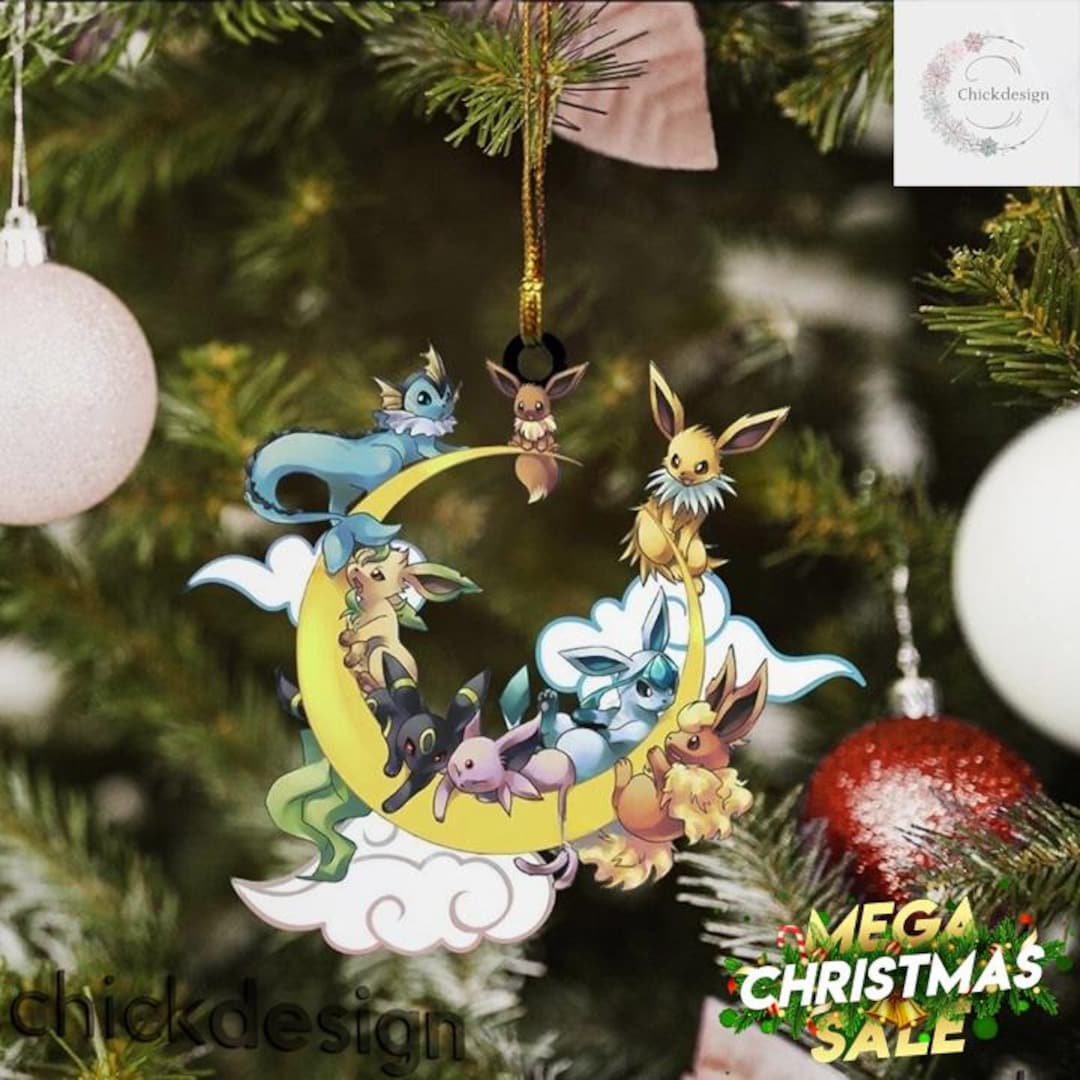 Eevee Evolutions Color Cloud Christmas Ornament, Eevee 2024 Christmas ...